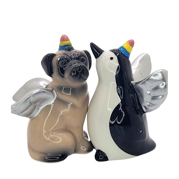 unbranded | Accents | Porcelain Pug Dog Penguin Figurine Silver Angel ...